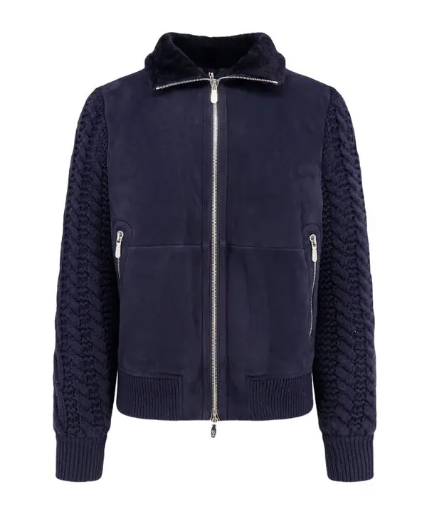 Brunello Cucinelli High Collared Zip-up Bomber Jacket - Black
