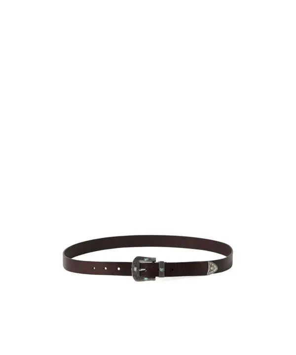 Brunello Cucinelli Bead-detailed Buckle Belt - Ebony