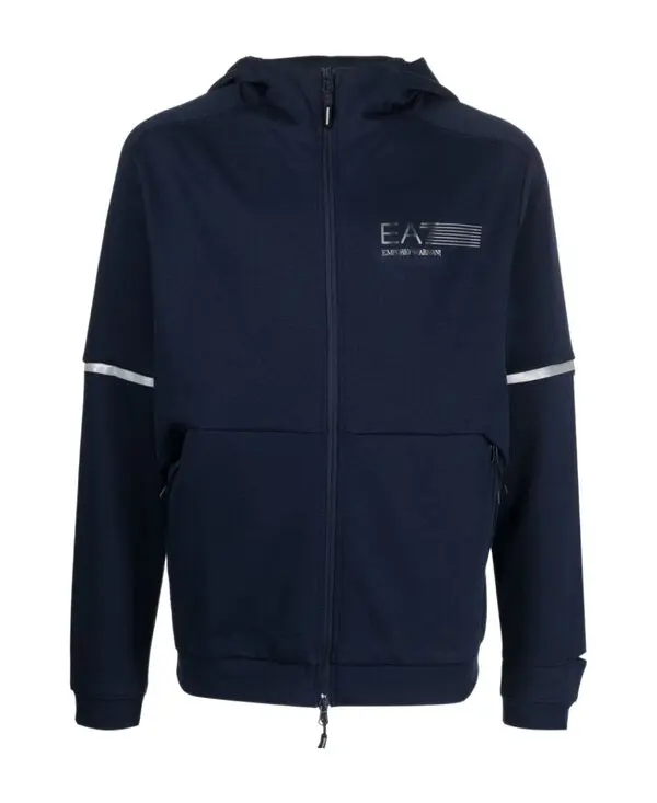 EA7 Logo-print Zip-up Hoodie