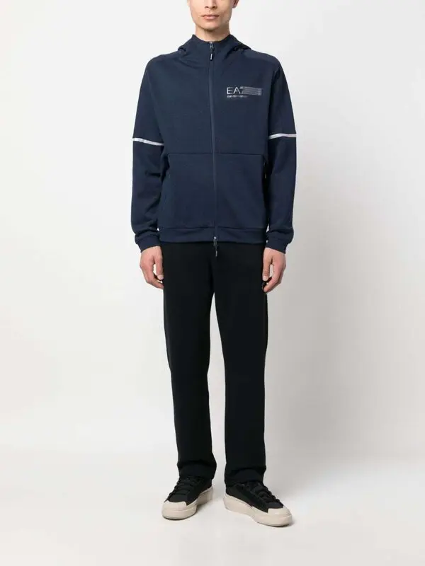EA7 Logo-print Zip-up Hoodie