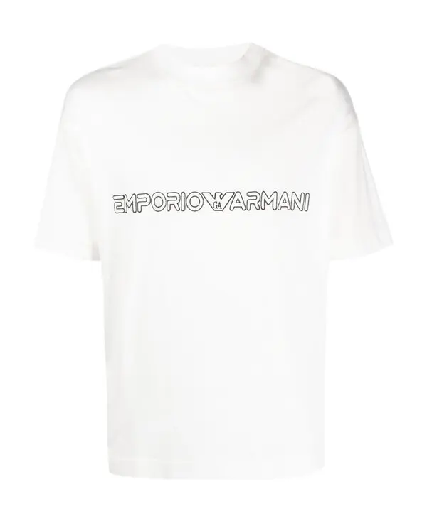 Emporio Armani Logo-print Lyocell-cotton T-shirt - White