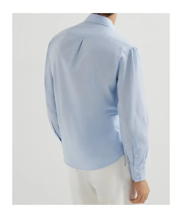 Brunello Cucinelli Microcheck Button-down Collar Basic Fit Shirt