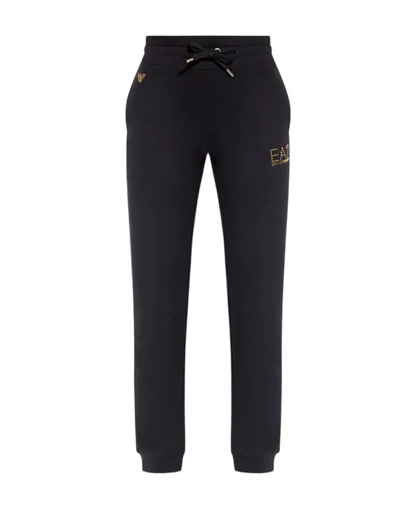 EA7 Logo Printed Drawstring Pants - Black