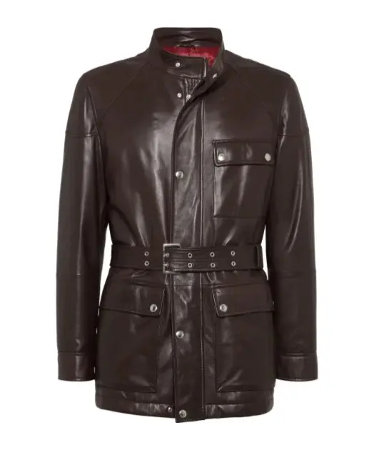 Brunello Cucinelli Belted Leather Safari Jacket - Brown
