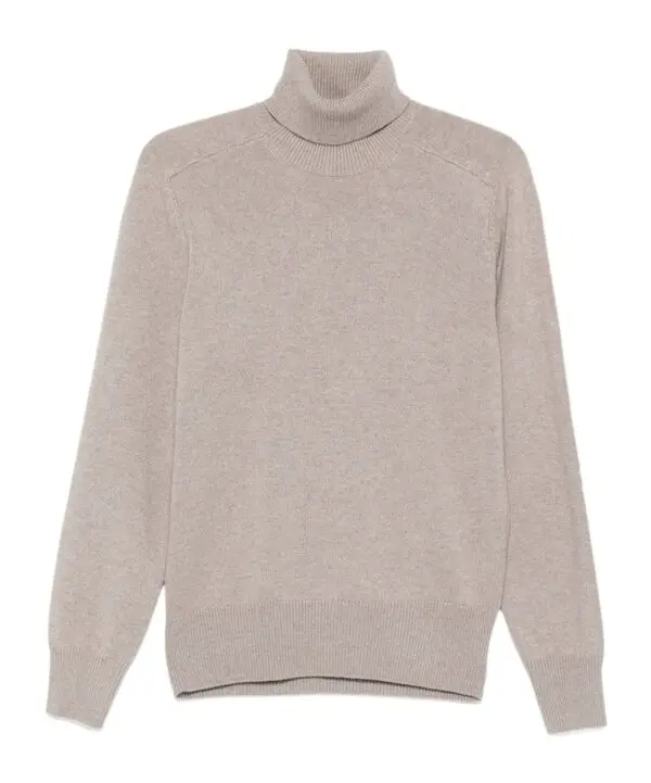 Brunello Cucinelli Turtleneck Ribbed Hem Sweater - Beige