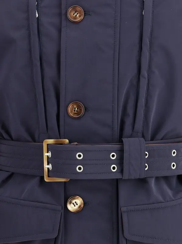 Brunello Cucinelli Belted Stand Collar Shirt Jacket
