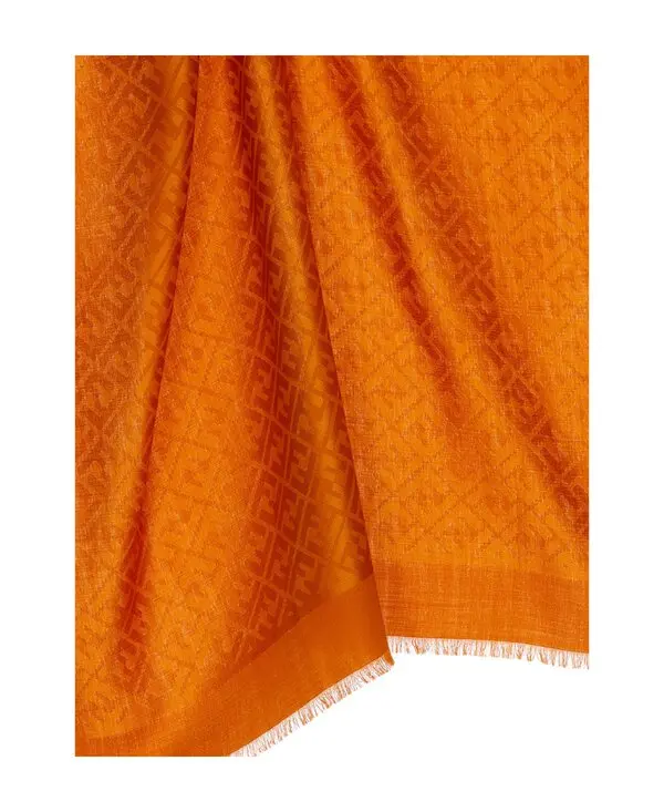 Fendi Ff Logo Silk-wool Scarf