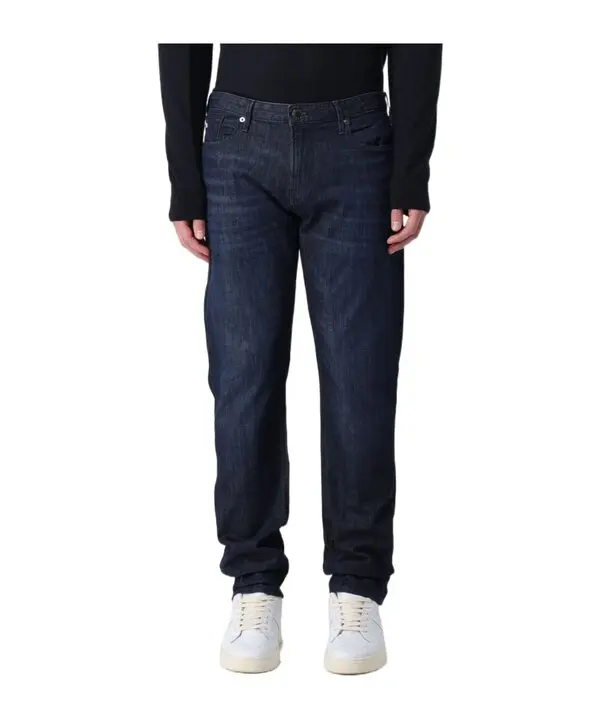 Emporio Armani Logo Plaque Slim-fit Jeans - Black