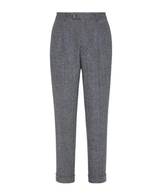 Brunello Cucinelli Herringbone Patterned Pants - Gray