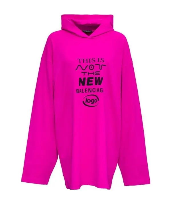 Balenciaga This Is Not Printed Hooded T-shirt - Pink