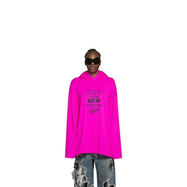 Balenciaga Printed Hooded Long Sleeve T-shirt