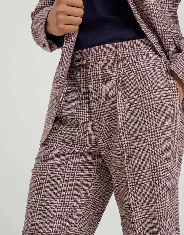 Brunello Cucinelli Plaid Pleated Cotton-cashmere Blend Trousers - Multicolor