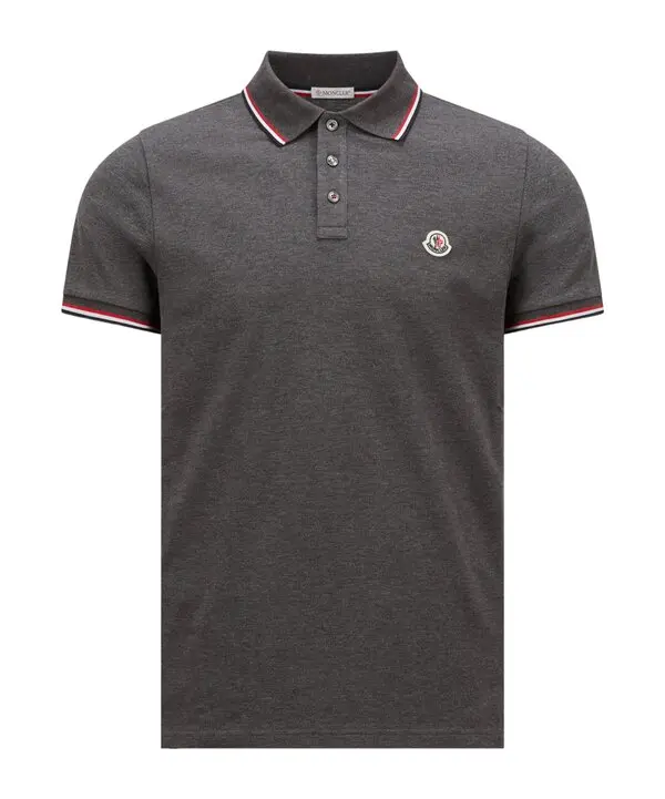 Moncler Logo Patch Short-sleeved Polo Shirt - Dark Gray