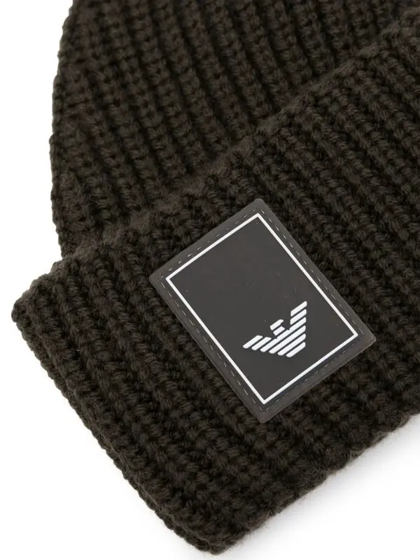 Emporio Armani Logo-patch Virgin-wool Beanie