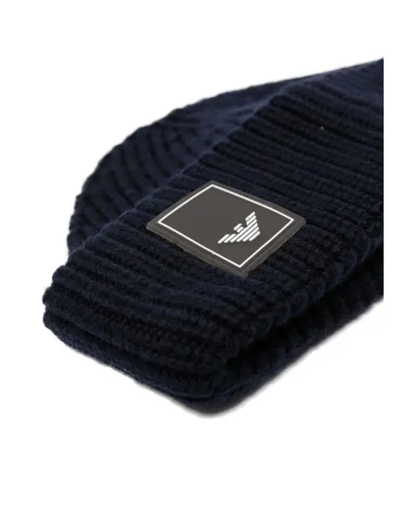 Emporio Armani Logo-patch Ribbed-knit Wool Beanie