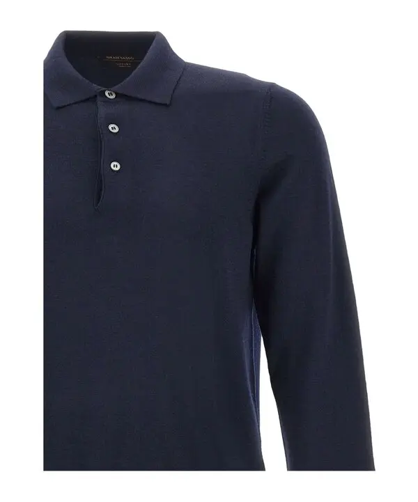 GRAN SASSO Long-sleeved Knitted Polo Shirt