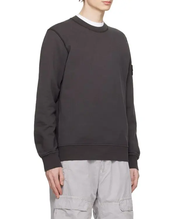 Stone Island Crewneck Sweatshirt With Removable Compass Patch - Charcoal-grey