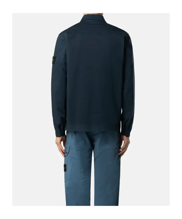 Stone Island Overshirt With Chest Pocket And Two-way Zip