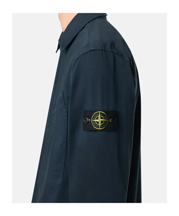 Stone Island Overshirt With Chest Pocket And Two-way Zip