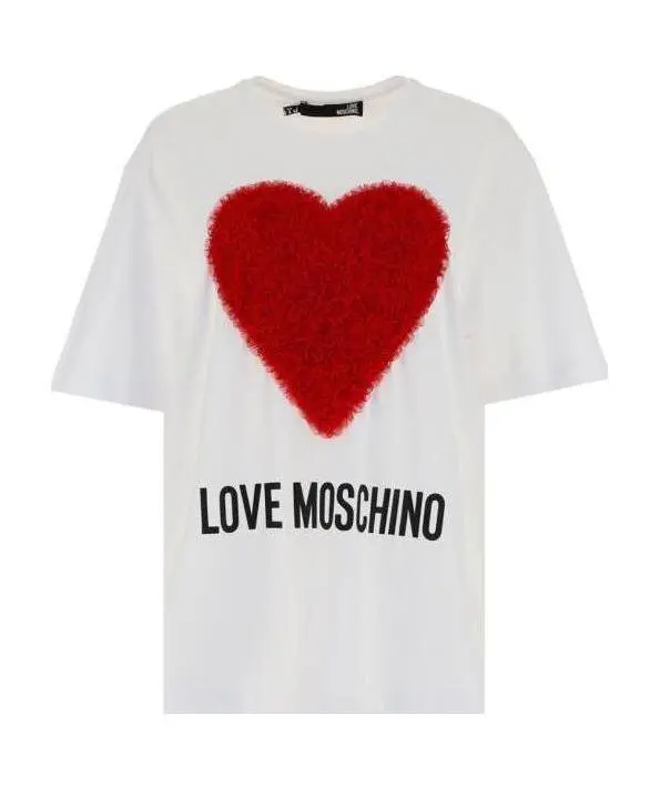 Moschino Textured-heart Cotton T-shirt - White