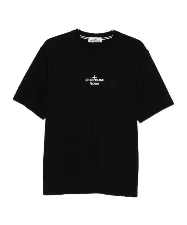 Stone Island Logo-printed Crew-neck T-shirt - Black