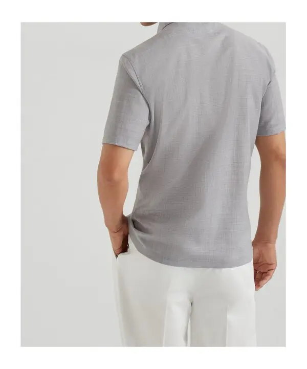 Brunello Cucinelli Logo Detailed Short Sleeved Polo Shirt - Grey