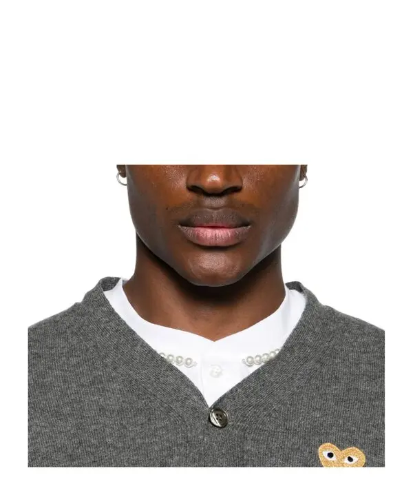 Play Comme Des Garcon Comme Des Garçons Play Logo Patch Knitted Cardigan