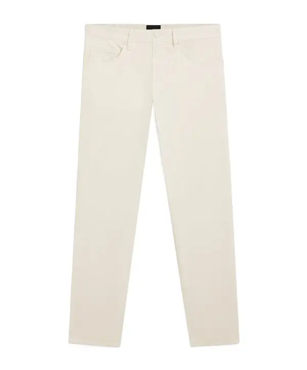 Hugo Boss Straight-leg Trousers With Logo Patch - Natural