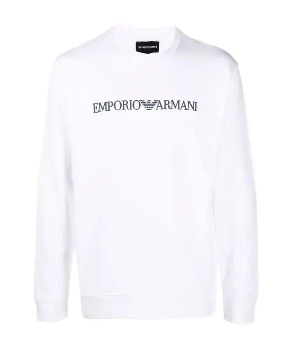 Emporio Armani Logo Printed Crewneck Sweatshirt - White