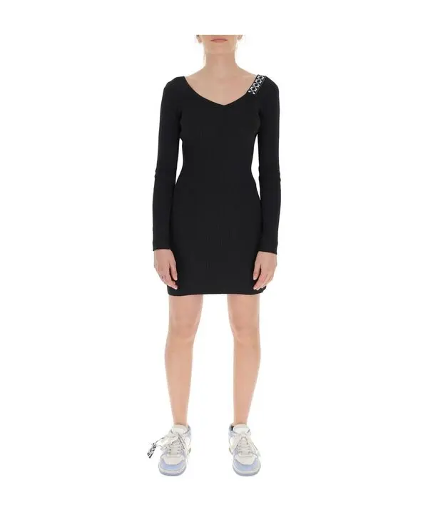 Off-White Arrow Tape Detail Mini Dress - Black
