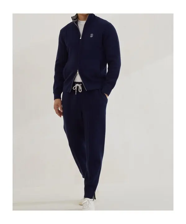 Brunello Cucinelli Zip-front Embroidered-logo Cardigan