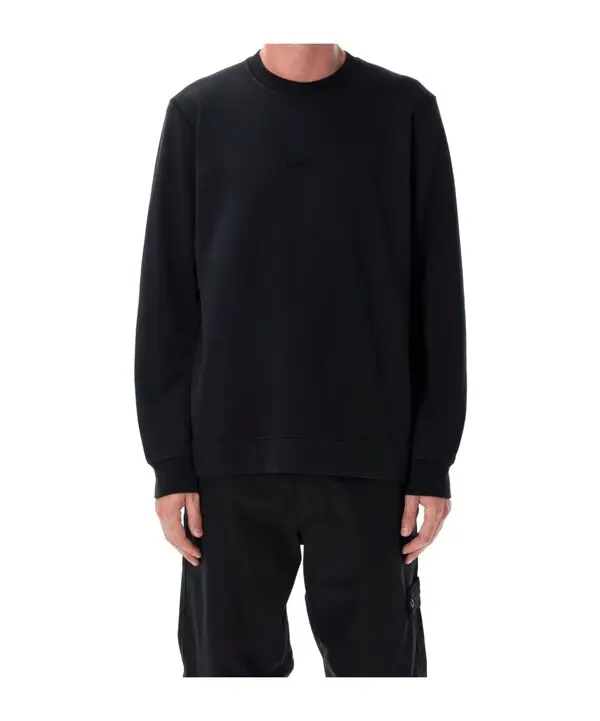 Stone Island Logo Patch Crewneck Sweatshirt - Black
