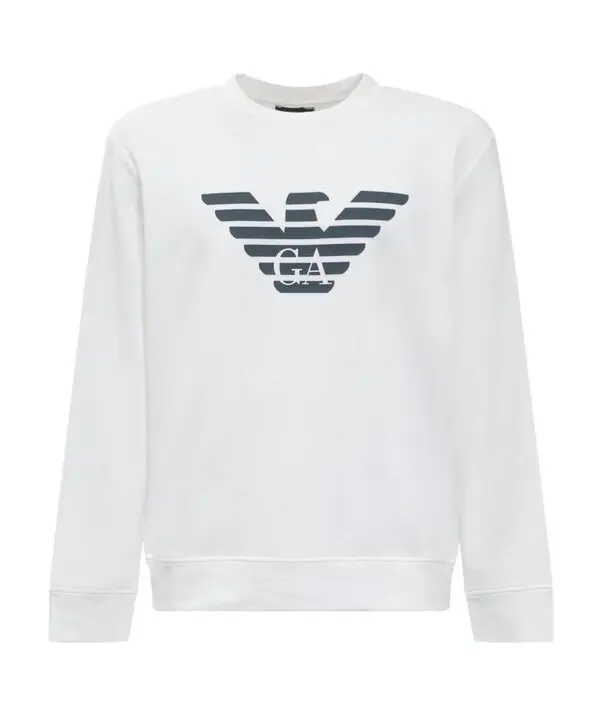 Emporio Armani Logo Printed Crewneck Sweatshirt - White