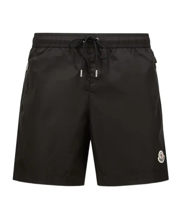 Moncler Logo Patch Drawstring Swim Shorts - Black