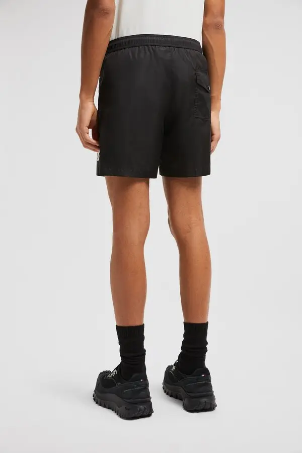 Moncler Logo Patch Drawstring Swim Shorts - Black