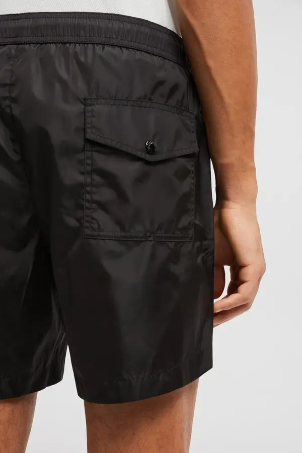 Moncler Logo Patch Drawstring Swim Shorts - Black