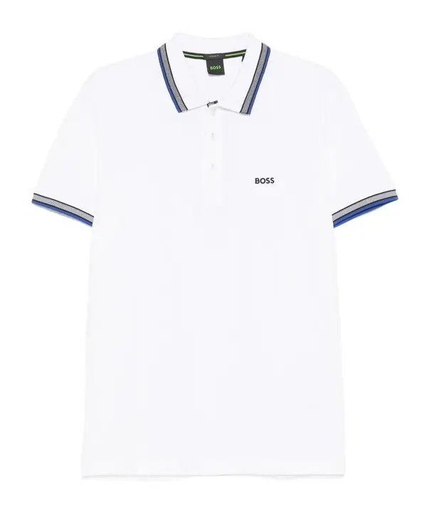 Hugo Boss Logo Embroidered Short-sleeved Polo Shirt - White