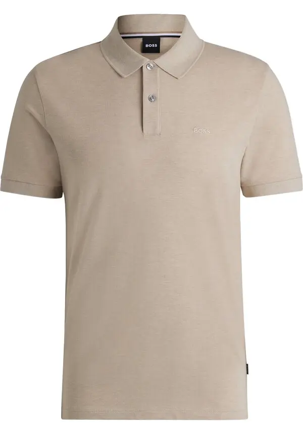 Hugo Boss Logo Embroidered Regular-fit Polo Shirt - Light Beige