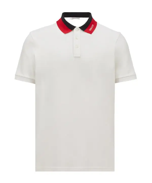 Moncler Embroidered Logo Piquet Polo Shirt - White