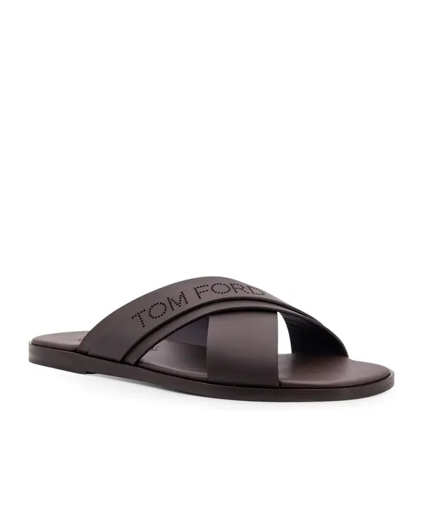 TOM FORD Logo Perforated Open Toe Sandals
