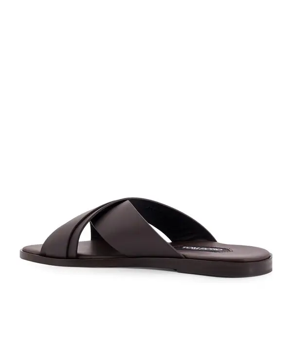 TOM FORD Logo Perforated Open Toe Sandals