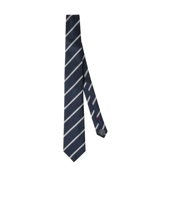 Brunello Cucinelli Striped Tie - Navy Blue