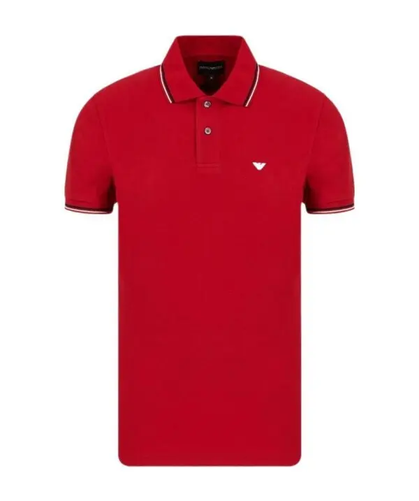 Emporio Armani Logo Detailed Short-sleeved Polo Shirt - Red