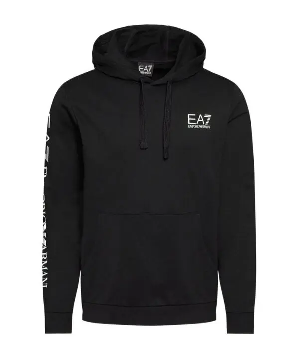 EA7 Logo Print Cotton Hoodie