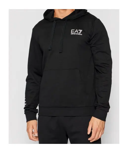 EA7 Logo Print Cotton Hoodie