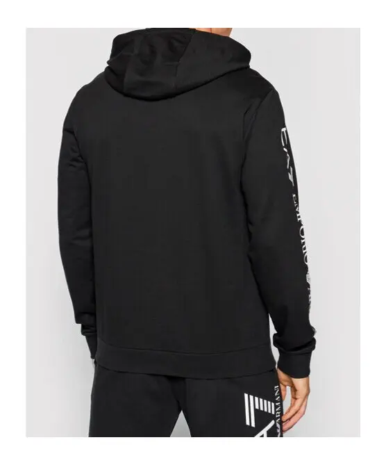 EA7 Logo Print Cotton Hoodie
