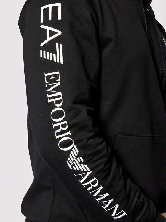 EA7 Logo Print Cotton Hoodie