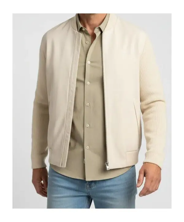 Hugo Boss Knitted-sleeve Bomber Jacket