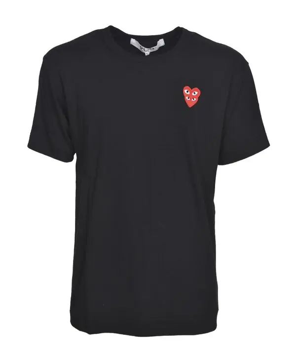 Play Comme Des Garcon Logo Short-sleeved T-shirt - Black