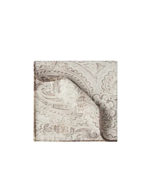 Brunello Cucinelli Printed Silk Pocket Square - Panama